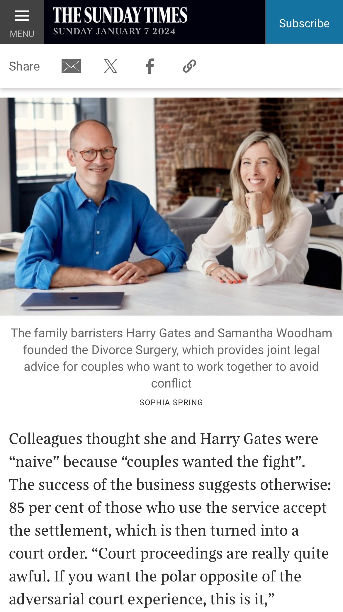 Our Co-Founders Make It To The Sunday Times Magazine - The Divorce Surgery